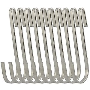 yyangz 10pcs Stainless Steel Flat Hooks S Hooks Hangers for Kitchenware, Pots, Utensils, Plants, Towels, 5" L Size