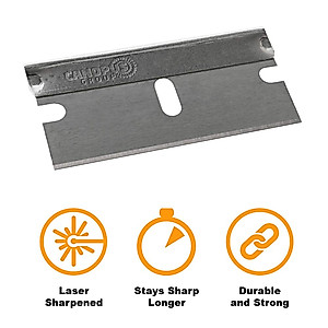 CANOPUS Single Edge Industrial Razor Blades, Safety Straight Edge Razor, 100% Made in USA, Box & Carton Cutter Replacement Blades, Glass and Paint Scraper Razor Blades (10 Pieces)