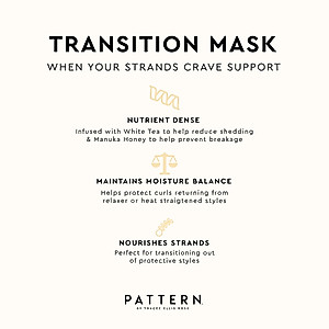 PATTERN Beauty by Tracee Ellis Ross Transition Mask, 11 Fl Oz, Breakage Barrier Hair Mask for Curlies, Coilies and Tight-Textures, 3a-4c