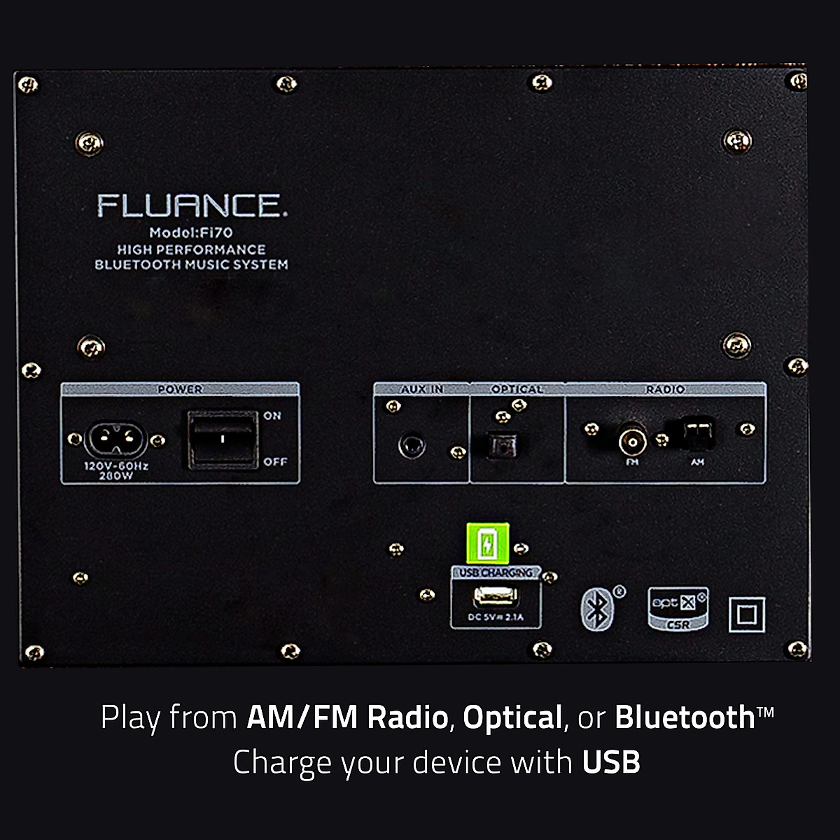 Fluance Fi70 Three-Way Wireless High Fidelity Music System with Powerful Amplifier & Dual 8" Subwoofers (Black Ash)