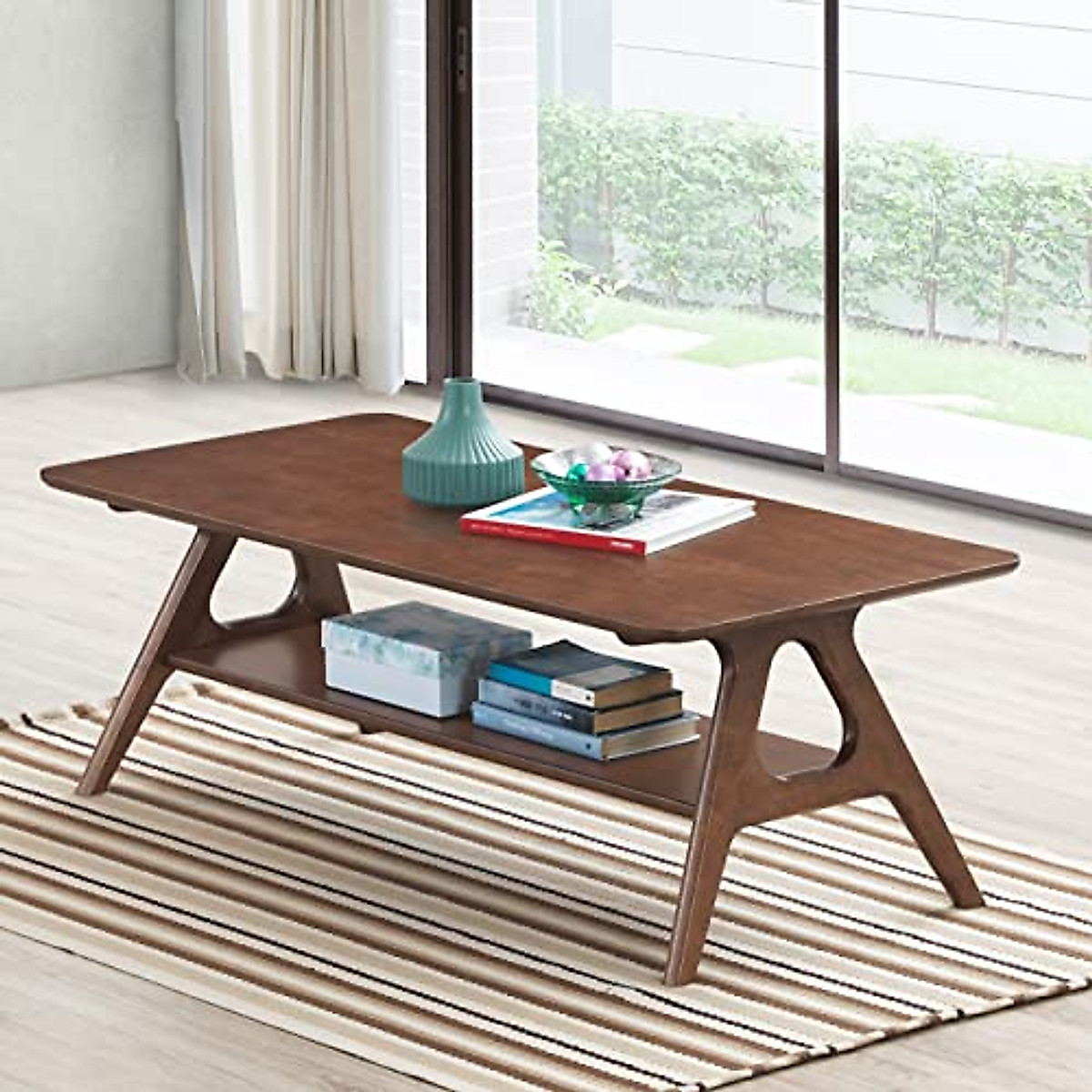 Roundhill Furniture Arona Coffee Table, Brown
