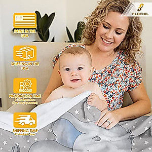 FLOCHIL Personalized Baby Blankets, Custom Baby Blanket - Baby Blanket with Name for Boy, Best Gift for Baby, Newborn Elephants Plush Fleece (30x40)