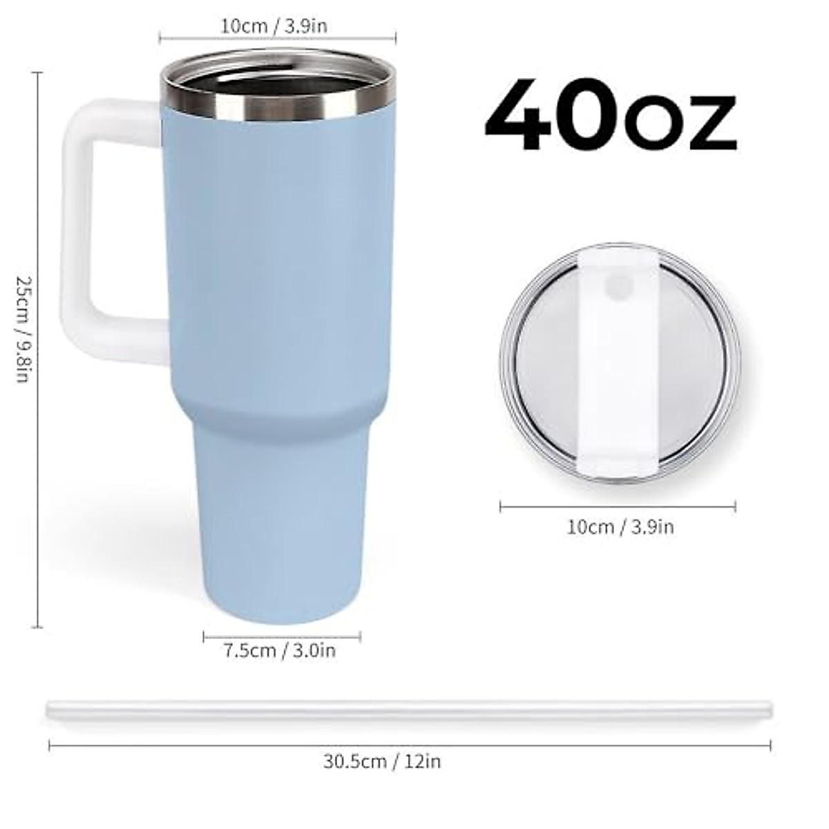 I Love Boston Terriers 40OZ Tumbler Stainless Steel Travel Mug Water Bottle Car Cup Tea Cups with Lid White-style