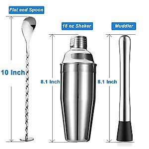 ZPUFAW 5-Piece Cocktail Shaker Set Shaker Strainer Jigger T-Mixing Spoon Muddler Bartender Kit Stainless Steel Bar Set Housewarming Gift