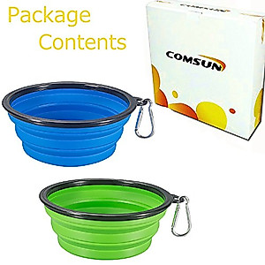 Comsun 2-Pack Extra Large Size Collapsible Dog Bowl, Foldable Expandable Cup Dish for Pet Cat Food Water Feeding Portable Travel Bowl Blue and Green