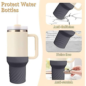 Silicone Boot for Stanley Cup 40 oz Quencher,Cup Bottom Protector Sleeve,Water Cup Accessories for Stanley Quencher H2.0 FlowState Tumbler 40oz/Stanley Adventure Quencher Tumbler (40OZ, Gray)