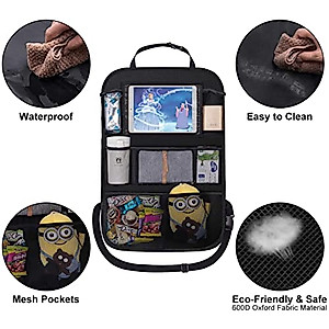 ONE PIX Backseat Car Organizer Mats Back Seat Organizers and Storage Bag with Touch Screen Tablet Holder for Kids Toddlers Car Seats, Travel Accessories, Road Trip Essentials Kids