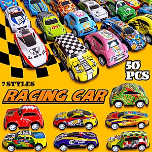 Qiuttnqn 50 PCS Mini Pull Back Cars,Fun Bulk Race Car Set,Mini Die-Cast Race Cars for Kids,Carnival Prizes for Boys and Girls,Christmas,Birthday,Party Gifts,Party Favors