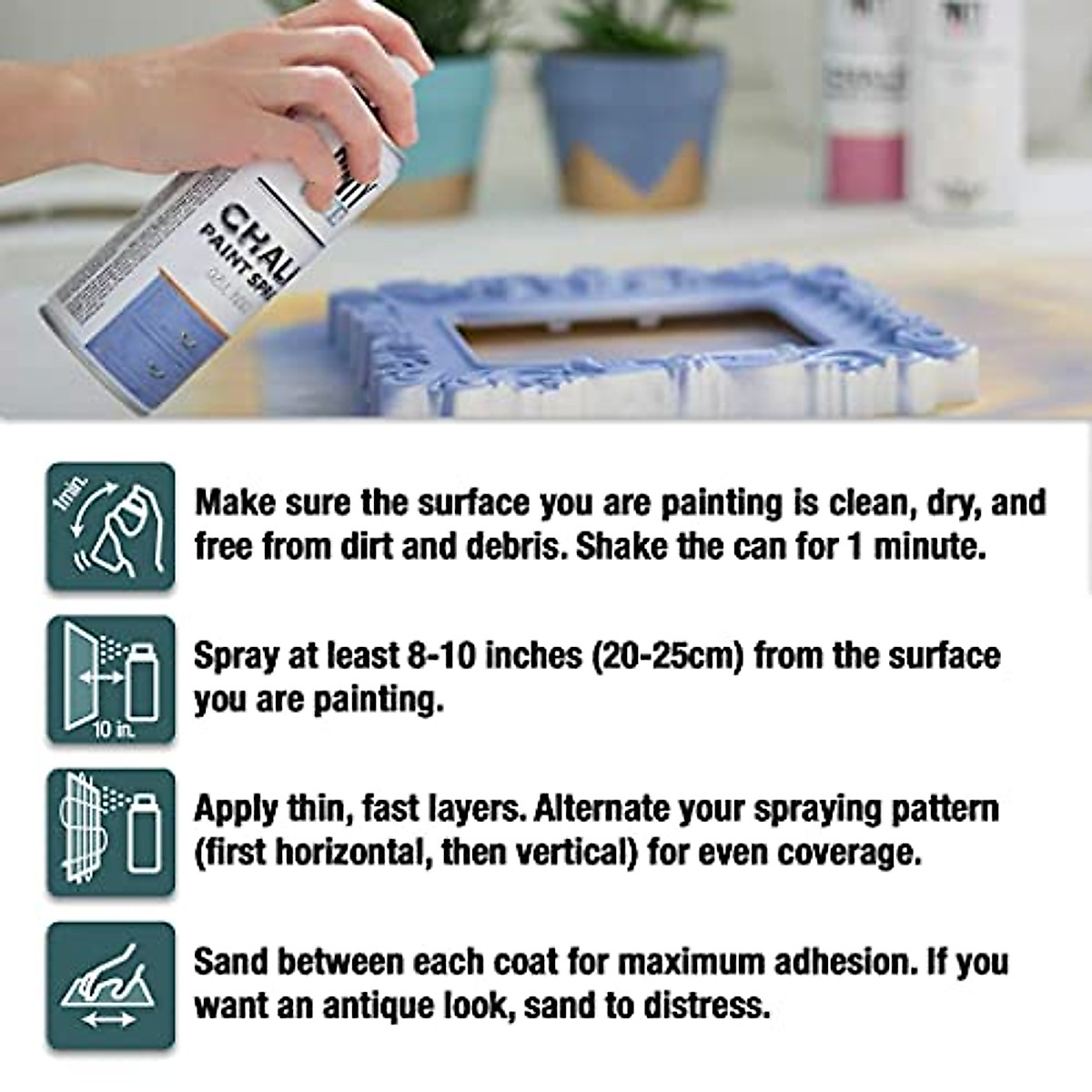 Chalk Finish Spray Paint - 11.8oz Water Based, Ultra Matte. Made With Real Chalk. Multiple Applications Including Furniture & Arts and Crafts. CK788 Broken White