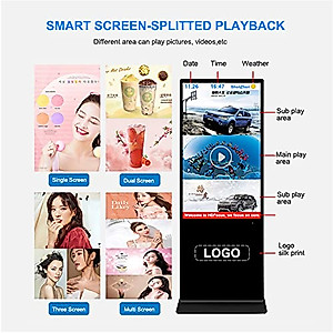 Canlarriz 55 Inch Floor Standing LCD Digital Signage, IR Touch Screen Kiosks 4K UHD, Android 9.0 OS 2+16G Black WiFi Display Advertising Player