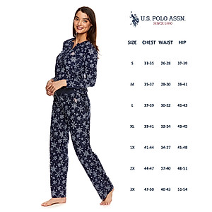 U.S. Polo Assn. Womens Pajama Sets, Snowflake Waffle Knit Pajama Sets for Women 2 Piece, Womens PJs Sets (Dark Navy, Medium)