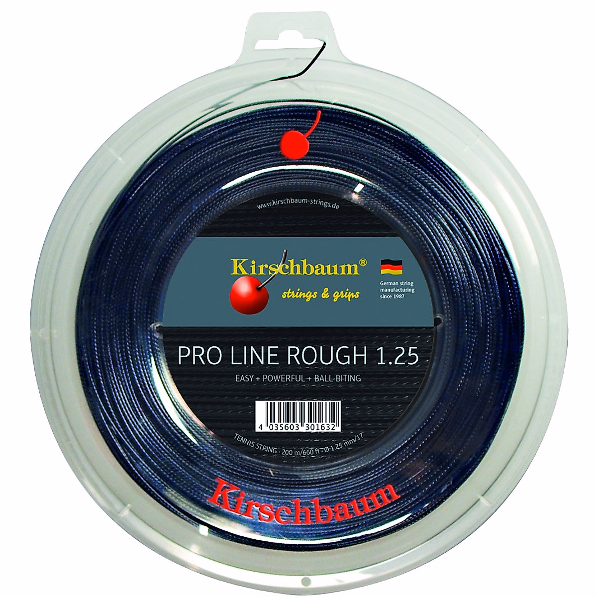 Kirschbaum Reel Pro Line Rough 1.30 mm (16G) 660ft,Black