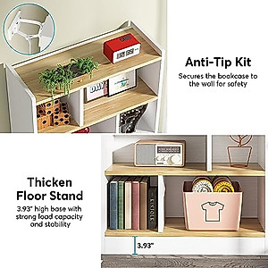 Tribesigns 72 Inch Tall White Bookcase, Modern Cube Bookshelf 6 Tier Bookcases, Large Open Display Shelf Storage Organizer for Living Room, Home Office, Library, Bedroom, White and Brown