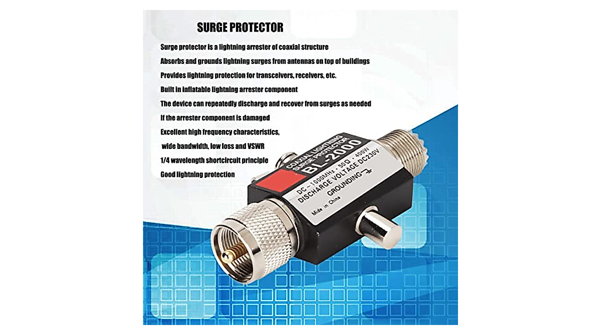 ASHATA Lightning Surge Protector for Building Antennas and Equipment