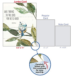 The Best Card Company - 1 Beautiful Thank You Card (8.5 x 11 Inch) - Pretty Flowers, Floral Gratitude Stationery Notecard with Envelope - Scripture Birds J7108ETYG