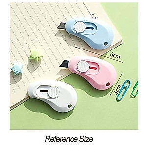 Mini Cutter Utility Knife Mini Retractable Craft Knife Letter Opener Portable Box Paper Cutter Touch Knife(3-count) (Blue+Yellow+Cyan)