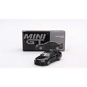 True Scale Miniatures Model Car Compatible with Nissan Skyline GT-R (R34) V-Spec Black Pearl Limited Edition 1/64 Diecast Model Car MGT00570
