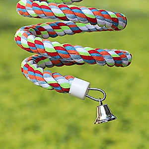 Rope Bungee Perch Bird, 83inch Kintor Pure Natural Colorful Bead Cage Chewing Toys for Small Medium Parrot (83inch Length)