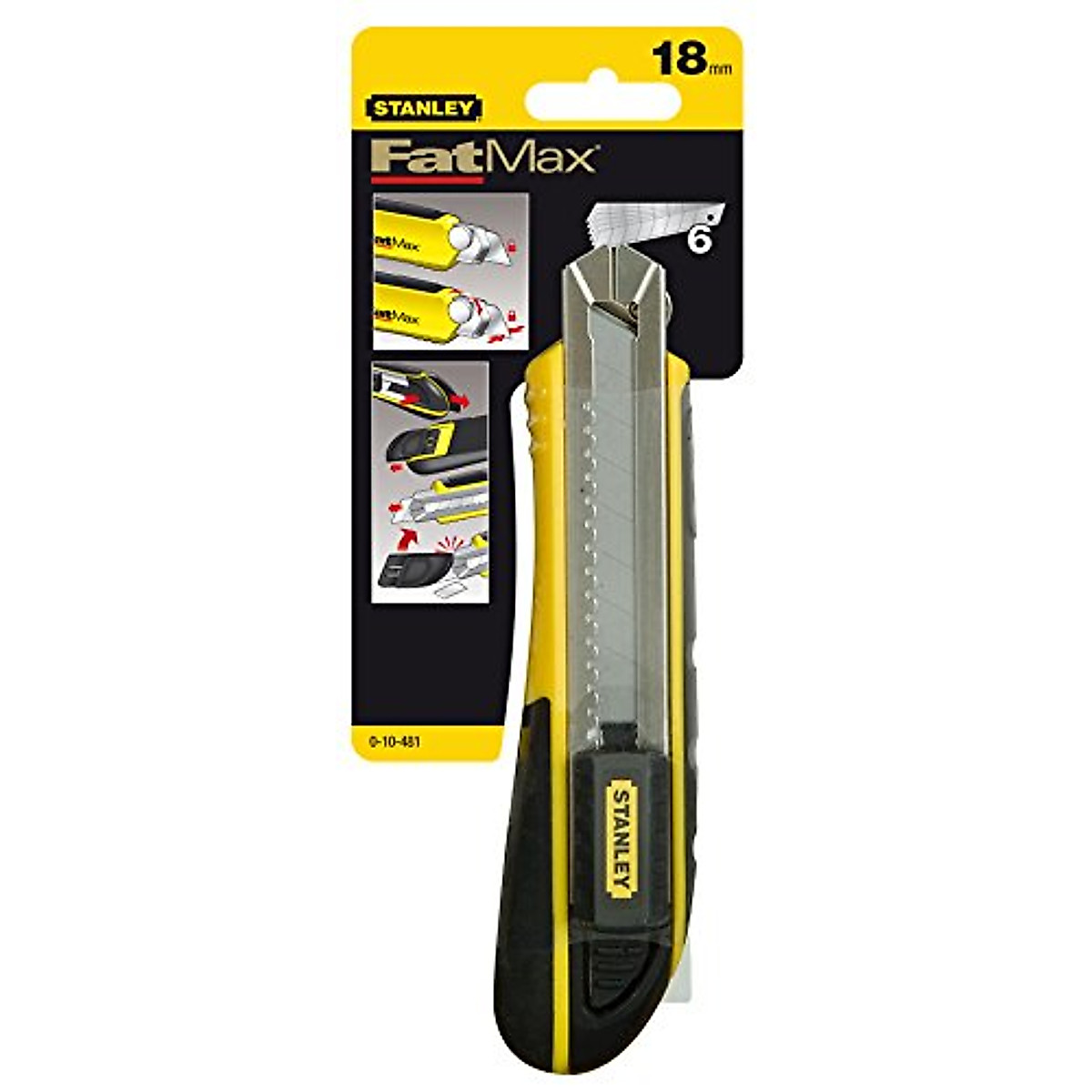 Stanley 0-10-481 Snap Off knife with magazine, Silver/Yellow