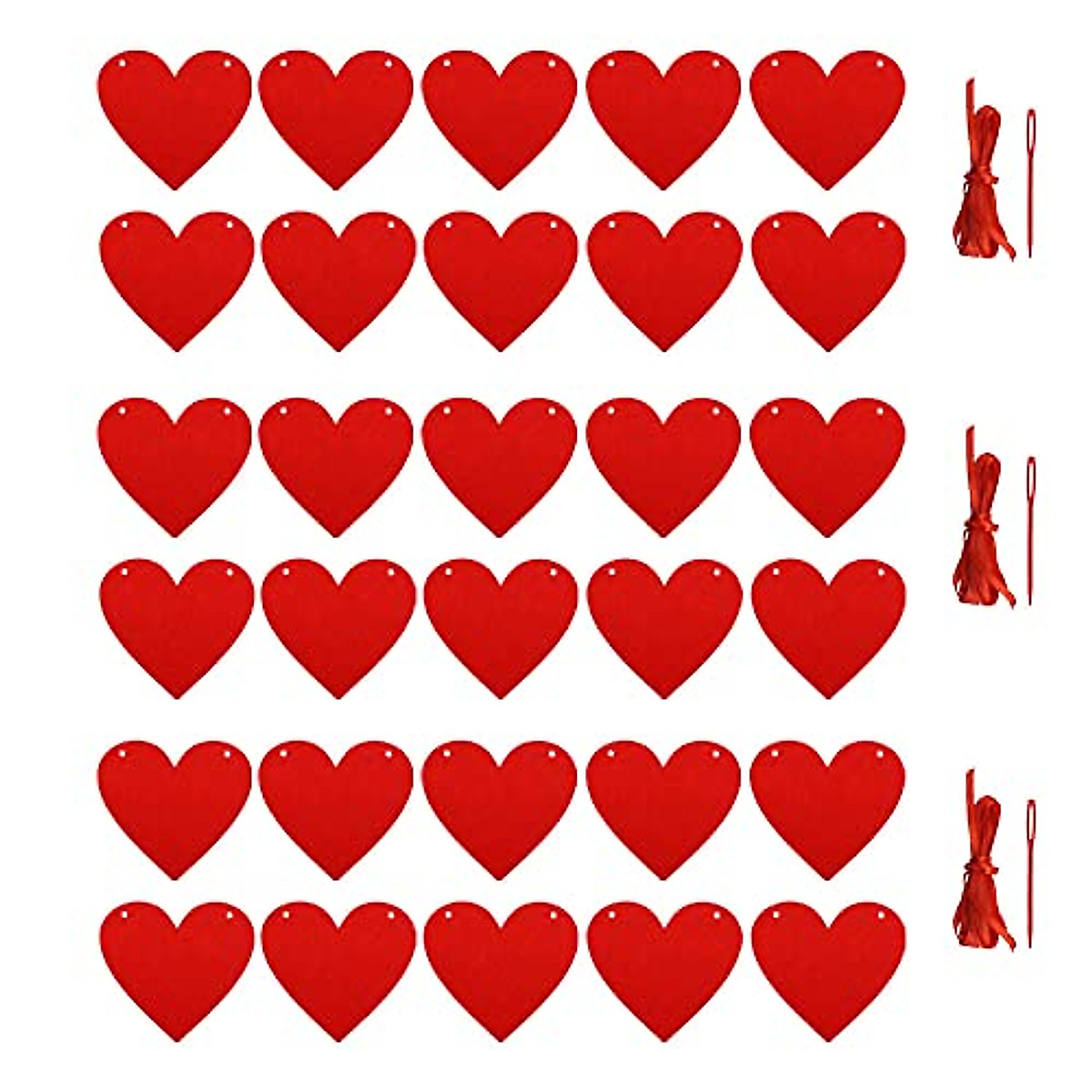 FAZHBARY 3 Pack Red Felt Heart Garland Heart Banner Valentines Day Banner for Wedding Anniversary Romantic Decorations