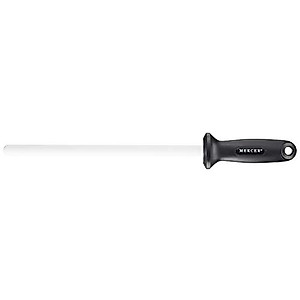 Mercer Culinary Ceramic Rod Knife Honing Steel,Black/White 10 Inch