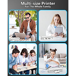 Itari M834 Upgraded Portable Printer, Bluetooth Thermal Printer, Wireless Inkless Printer Support 8.5" X 11" US Letter & A4 Thermal Paper for Office, Home, Travel, Compatible with Phone & PC, White