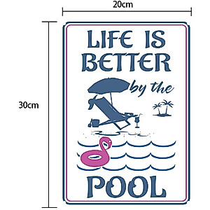 Life Is Better By The Pool 12" x 8" Funny Tin Sign Pool Decor