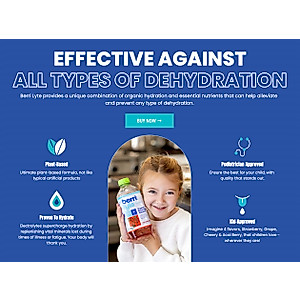 Berri Lyte Advanced Plant Based Organic Electrolyte Solution – Pediatric Rehydration Drink – Natural Sugar Strawberry Flavor, 1 L, 6 ct