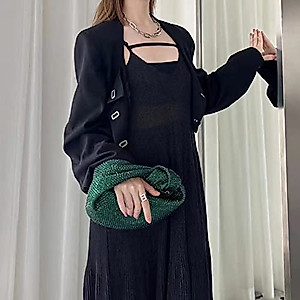 DEBIMY Women's Rhinestone Clutch Bag Sparkly Glitter Dumpling Clutch Purse Wedding Party Prom Handbags Fashion Crystals Evening Bag for Women Bright Red