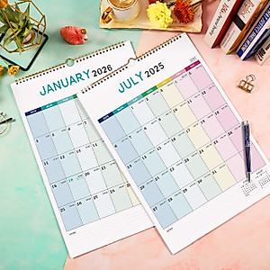 Wall Calendar 2023-2024 - Calendar 2023-2024, Jan. 2023 - Jun. 2024, 12" x 17", 2023 Wall Calendar with Thick Paper, Twin-Wire Binding + Hanging Hook + Large Blocks with Julian Dates - Colorful Lump