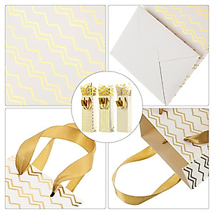 12 Pieces Christmas Wine Gift Bags Kraft Paper Wine Bottle Bags with Handles Tags And Tissue Paper for Birthday Wedding Party Winter Holiday Gift(Black and Gold)