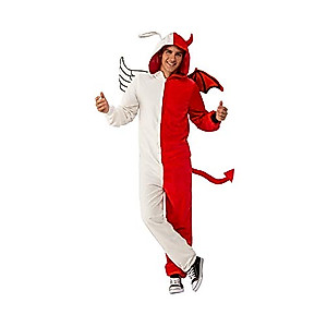 Rubie's unisex adult Comfy Wear One-piece Hooded Jumpsuit Sized Costumes, Angel/Devil, Small Medium US