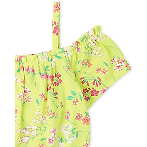 The Children's Place Baby Toddler Girls Short Sleeve Cold Shoulder Romper, Candy Swirl/Desert Flower 2-Pack, 3T