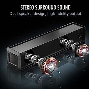 Wohome 16-Inch Small Sound Bars for TV, 50W Mini TV Speakers Soundbar with Wireless Bluetooth 5.0/Optical/AUX-RCA/USB Connection for Smart TV, 5EQs - S66