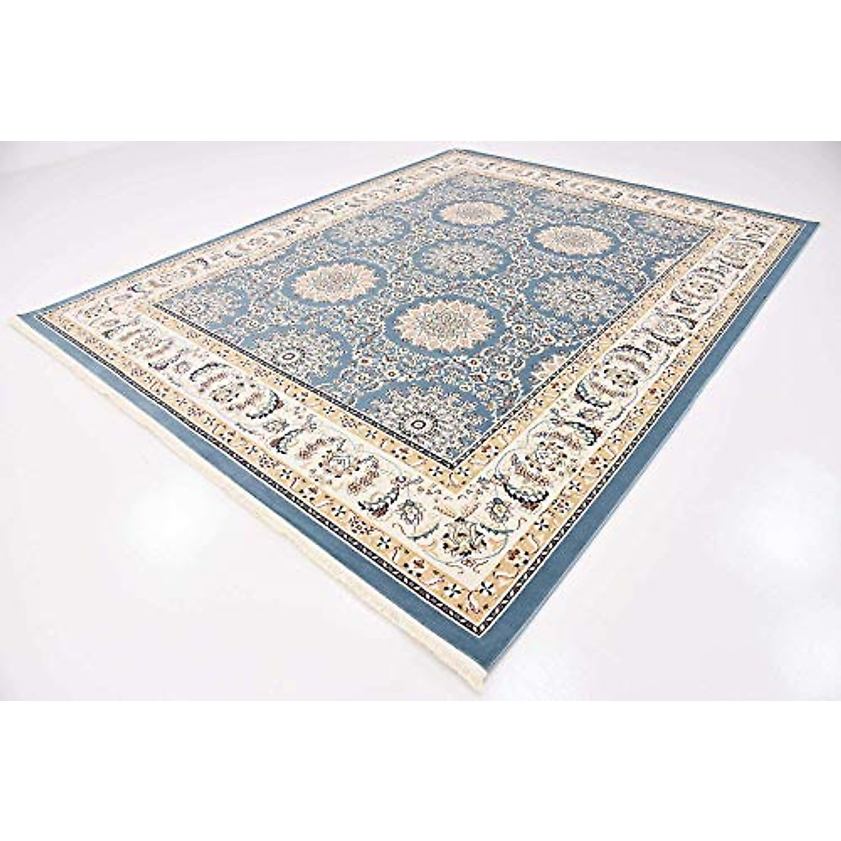 Unique Loom Narenj Collection Classic Traditional Textured Pattern Design Area Rug, 8' x 10' Rectangle, Blue/Beige