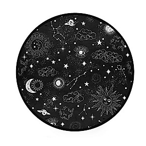 Circular Rugs Sun and Moon for Bedroom 3 Ft Round Rug Small Area Rug Room Decor Washable