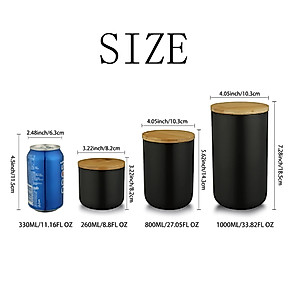 Ceramic Food Storage Jar Canister Modern Design Food Canisters with Airtight Seal Bamboo Lid, Loose Tea Coffee Spice Nuts Snacks Storage Jar Canister (Black 8.79oz/260ml)