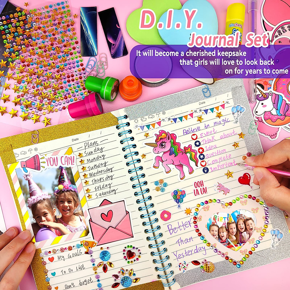 onebora DIY Journal Set for Girls Age 6-8-10-12 Years Old,Unicorn Painting Crafts,Decorate Your Own Journal,Fun Arts and Crafts Gifts Toys for Girls Birthday Christmas