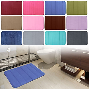 Memory Foam Bath Mats, Bathroom Rugs Memory Foam, Super Absorbent Soft Bath Mat Rug, Non Slip Waterproof Quick Dry Washable Pink Bathroom Mat Rug, Tapete para Baño, Alfombra De Baño, 17" x 24"