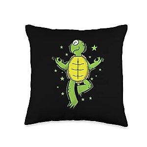 Turtle reptile carapace old Sauropsida Testudines Turtle Doing Yoga Reptile Water Throw Pillow, 16x16, Multicolor
