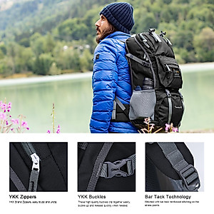 MOUNTAINTOP 40L Hiking Backpack for Women & Men Outdoor Travel Camping Day Pack with Rain Cover, 21.7 x 13 x 7.9 in, Black