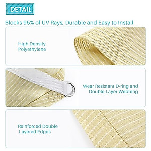 Coarbor 12' x 12' x 12' Sun Shade Sail Canopy Equilateral Triangle Shade Sails Block Direct Sunlight for Outdoor Backyard Yard Deck Patio Garden (Beige)