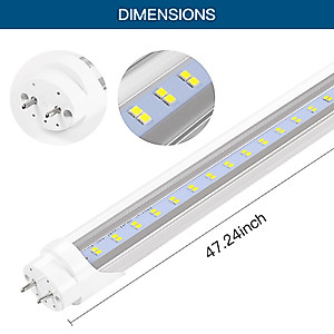 PARNOARCK Fluorescent Light Bulbs 48 inch T8 LED Bulbs 4 Foot Type A+B,24W 3200LM 6500K Clear Cover Super Bright,Single and Double End Powered,T8 T10 T12 Fluorescent Bulbs Replacemen(4-Pack)