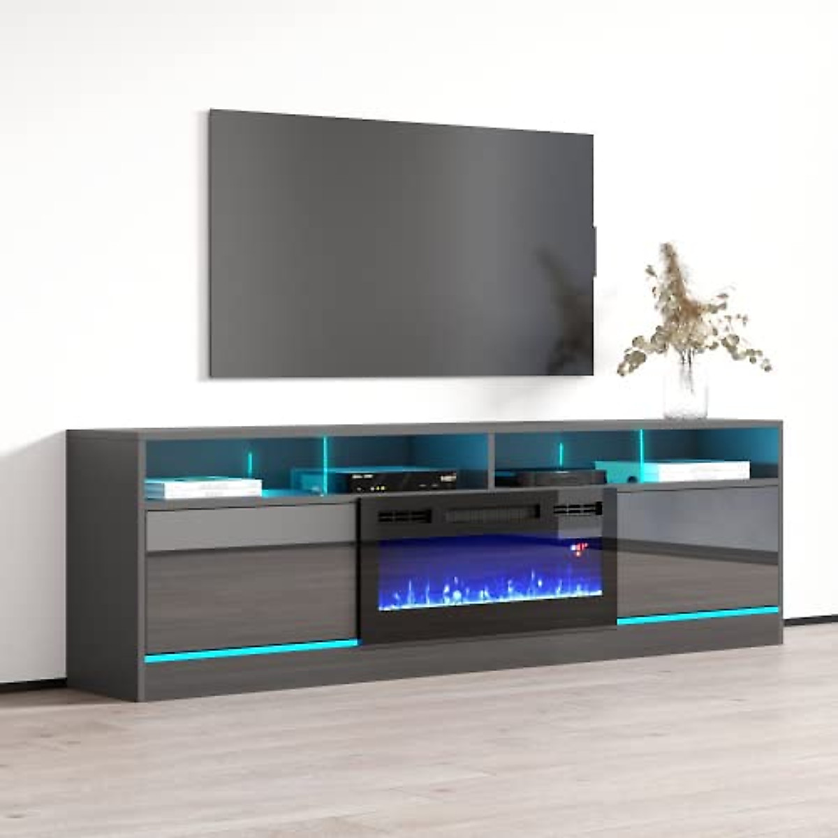 Disparo BL-05 Electric Fireplace 79" TV Stand Gray