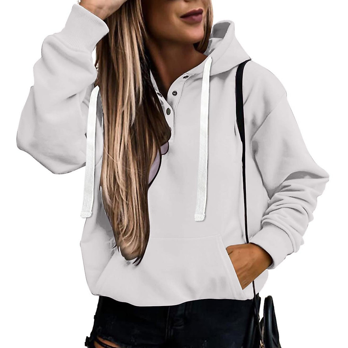 SMIDOW Hooded Sweatshirts for Women Fall Teen Girl Fashion 2023 Pullover Tops With Pockets Y2K Hoodies Pullover Tops white zip up jacket White 2X