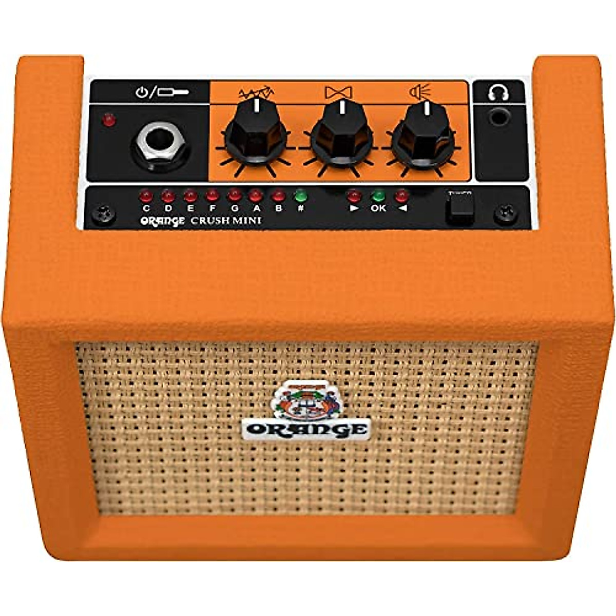 Orange Amps Crush Mini 3W Guitar Amp Combo Set with Power Adapter, Pig Hog Instrument Cable, 24x Guitar Picks, Battery & Liquid Audio Polishing Cloth - Portable Mini Amplifier, Guitar Amplifier