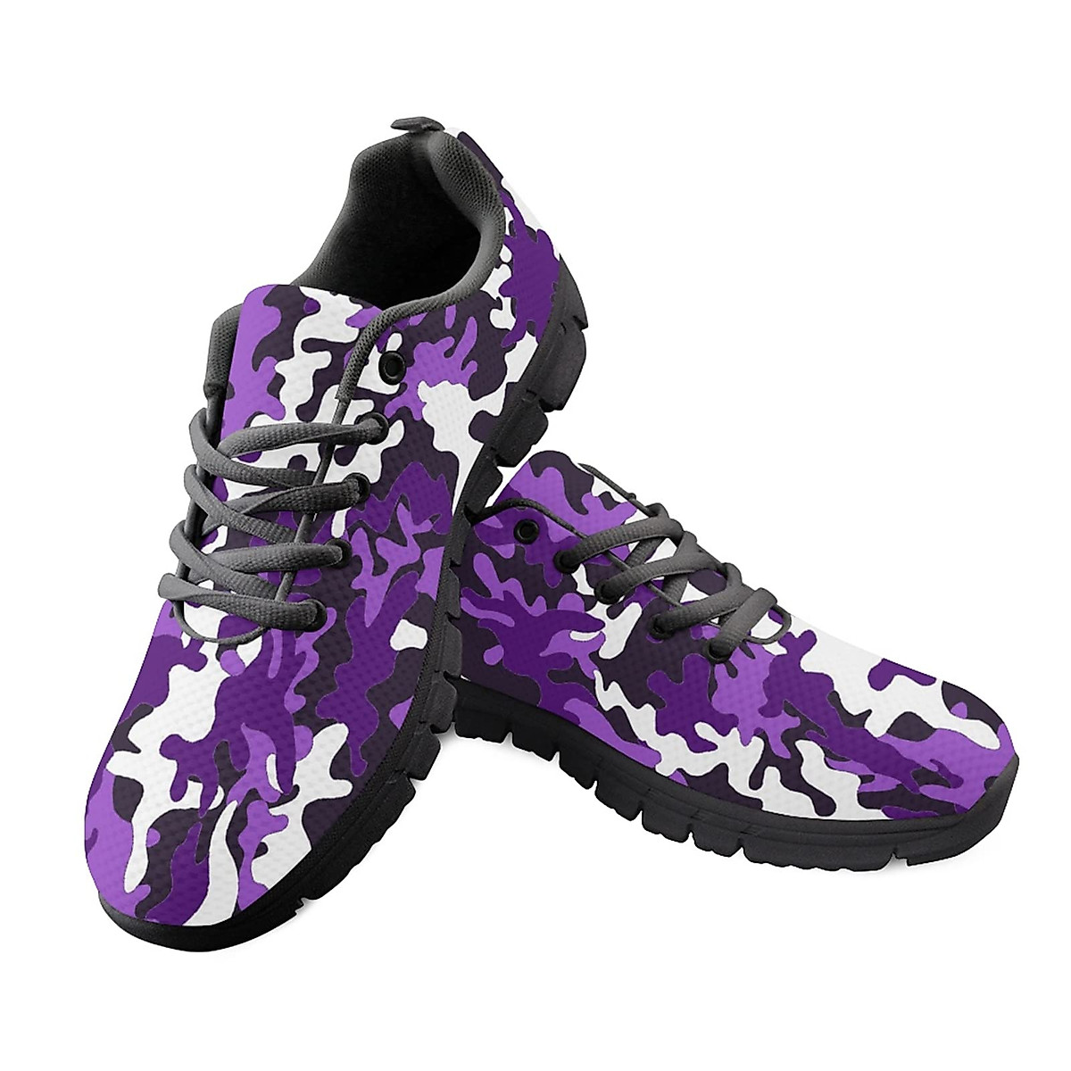 Wanyint Purple Camo Women Running Shoes Army Camouflage Lightweight Girls' Black Sole Sneakers Hiking Camping Mesh Air Training Athletic Shoes Tennis Shoes