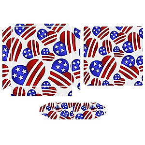 USA Colors Hearth Shape Sticker for P-S4 Controller Full Protective Skin Cover Design Wrap Decal Sticker Compatible with P-S4 Print