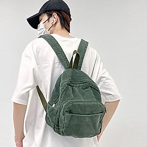 Didida Mini Corduroy Backpack Purse for Women Aesthetic Backpack Small Back Pack Purse Cute Mini Backpacks (Black)