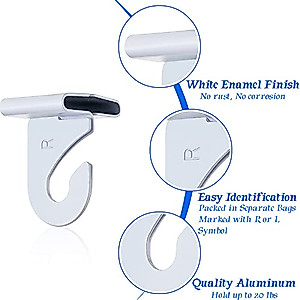 Aluminum Ceiling Hooks for Drop-Ceiling T-Bars Right and Left White Ceiling Hanger T-Bar Track Clip Suspended Ceiling Hooks Grid Clips for Hanging Plants Office Signs Decorations (20)